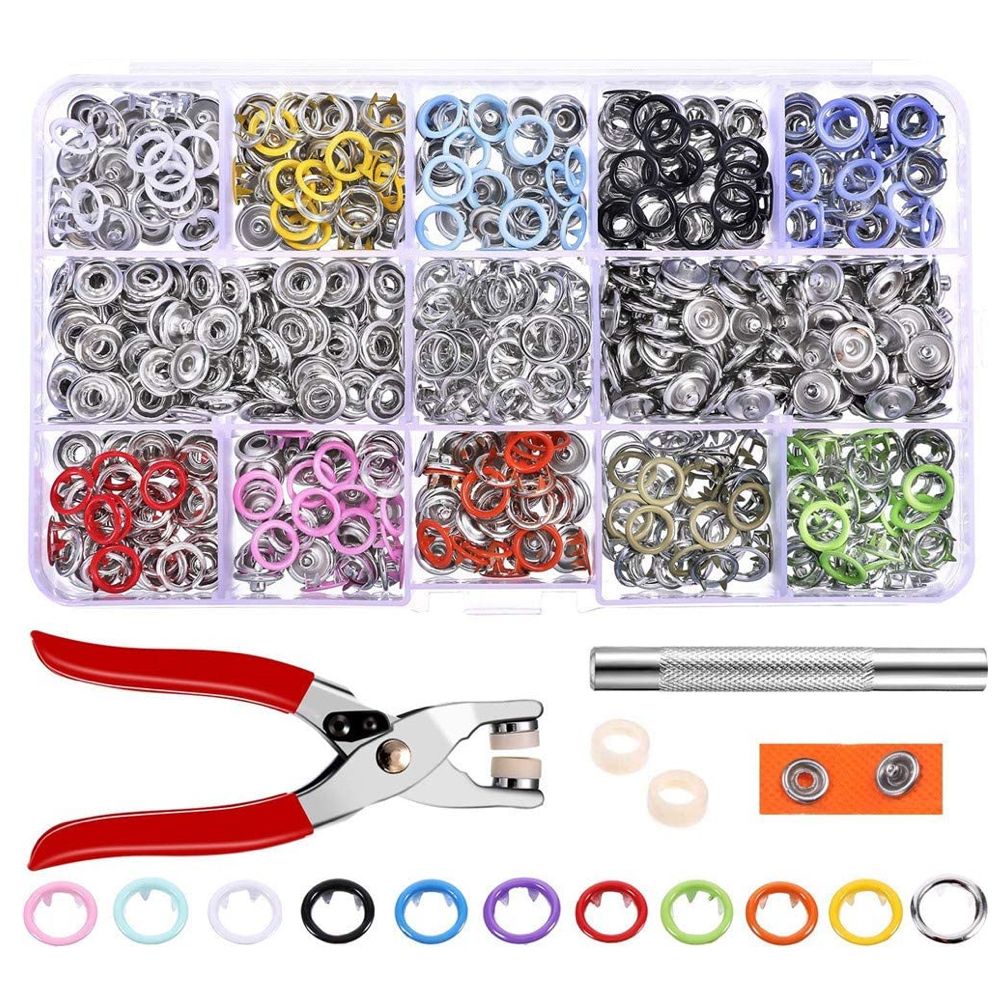 Craft Colourful Metal Button Ring Press Snap Fasteners 100 Piece Jumbo ...