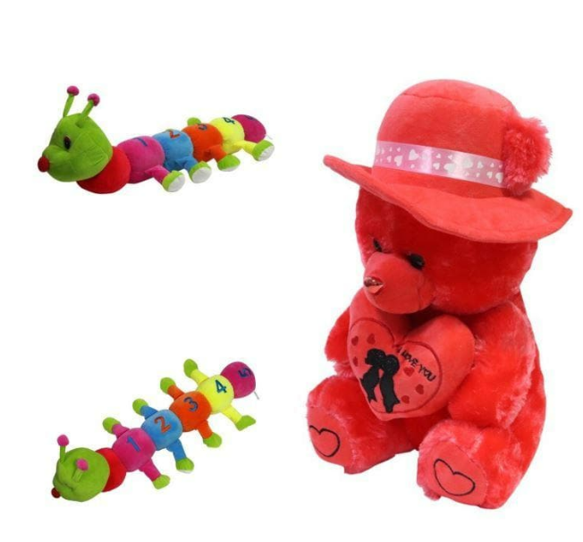 Plush Toy Worm & Red Teddy Combo | Shop Today. Get it Tomorrow ...