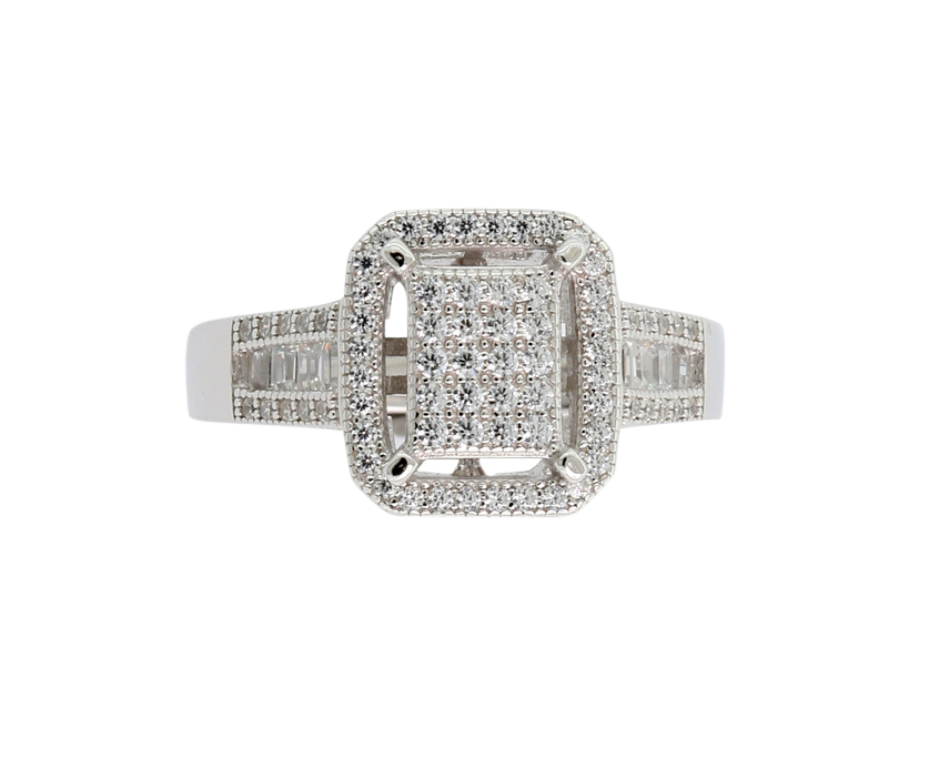Art Jewellers - 925 Sterling Silver Fancy Rectangular C.Z Dress Ring ...