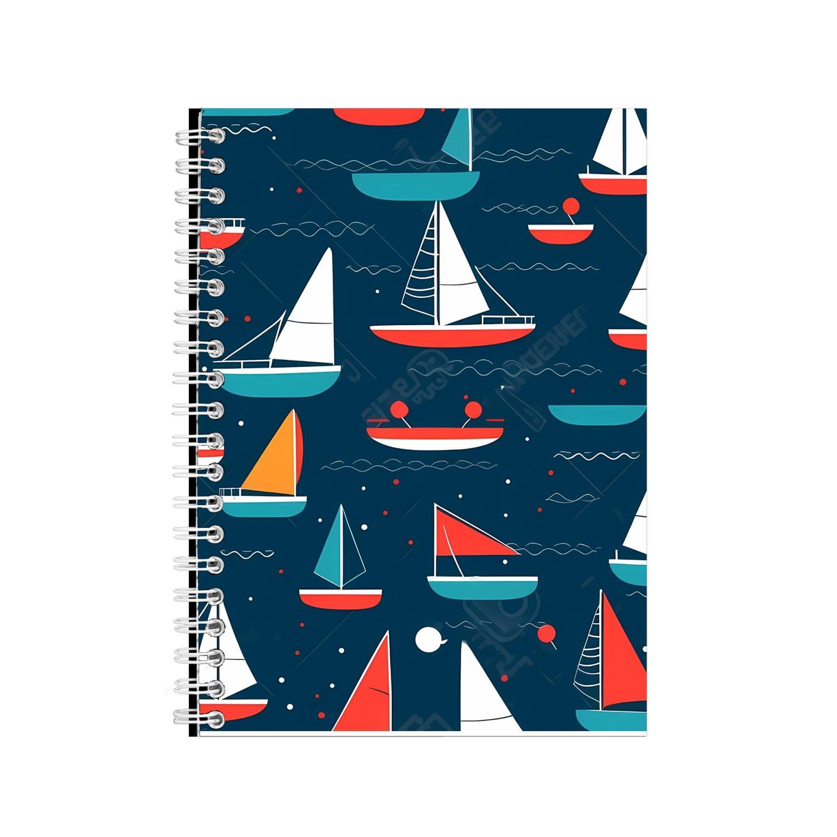 Boats_22 A5 Notebook Spiral Lined Boat Patterns Graphic Notepad Present ...