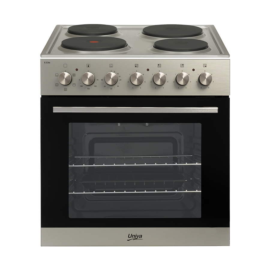 Univa Brush Metal Undercounter Oven & Hob Combo With Low-E Full Glass ...