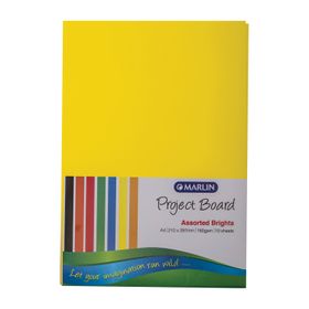 Marlin - 10 A4 Project Boards 160gsm - Bright Assorted (Pack Of 10 ...