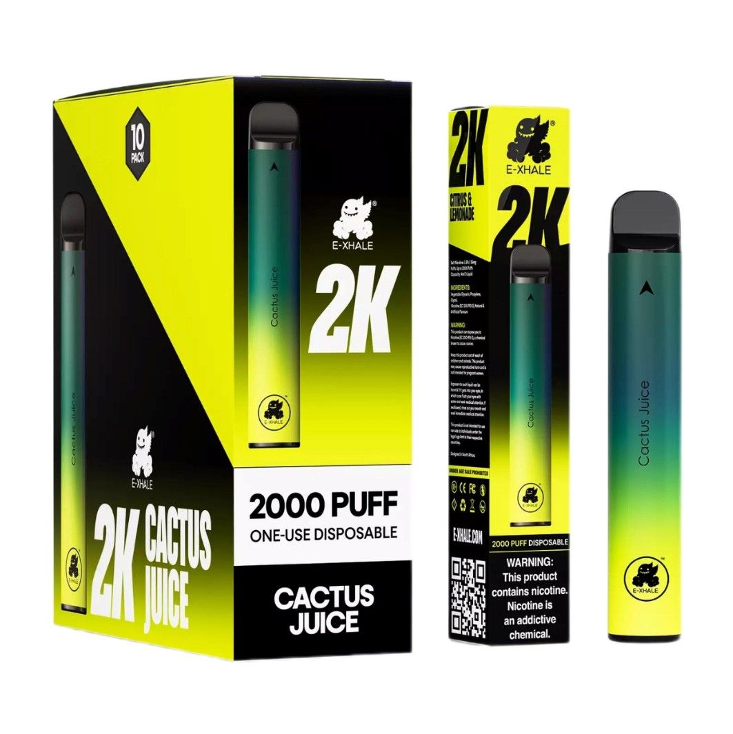 E-XHALE 2000 Puffs Disposable Vapes - Cactus Juice (Box of 10) | Shop ...