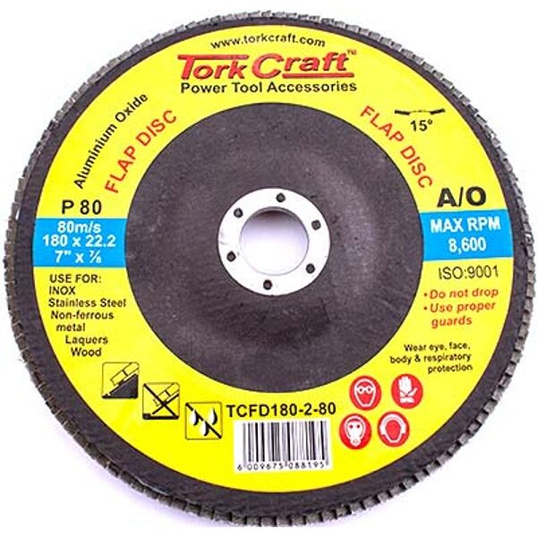 Flap Disc 180mm 15 Deg.Angle 80Grit A/O - 4 Pack | Shop Today. Get it ...