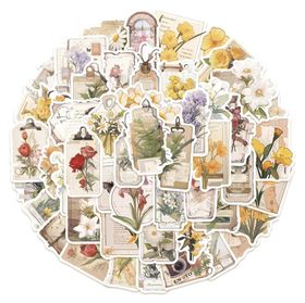 50pcs Label Waterproof Stickers Pack Art Craft - Vintage Journal Yellow ...