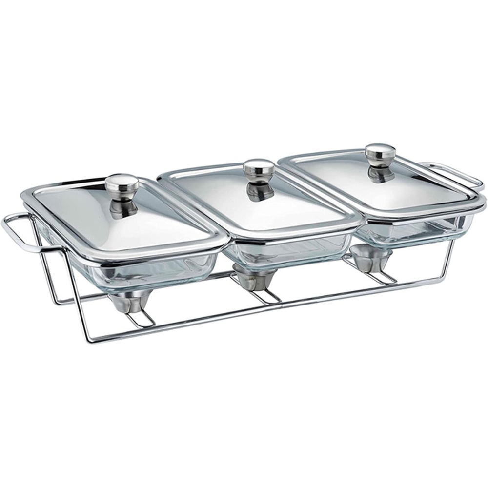 Stainless Steel Chafing Dish with Glass Tray & Stove for Catering ...