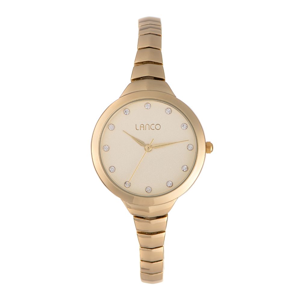 Lanco Gold Dial with Stones, Gold Alloy 34mm Case and Gold Bracelet ...