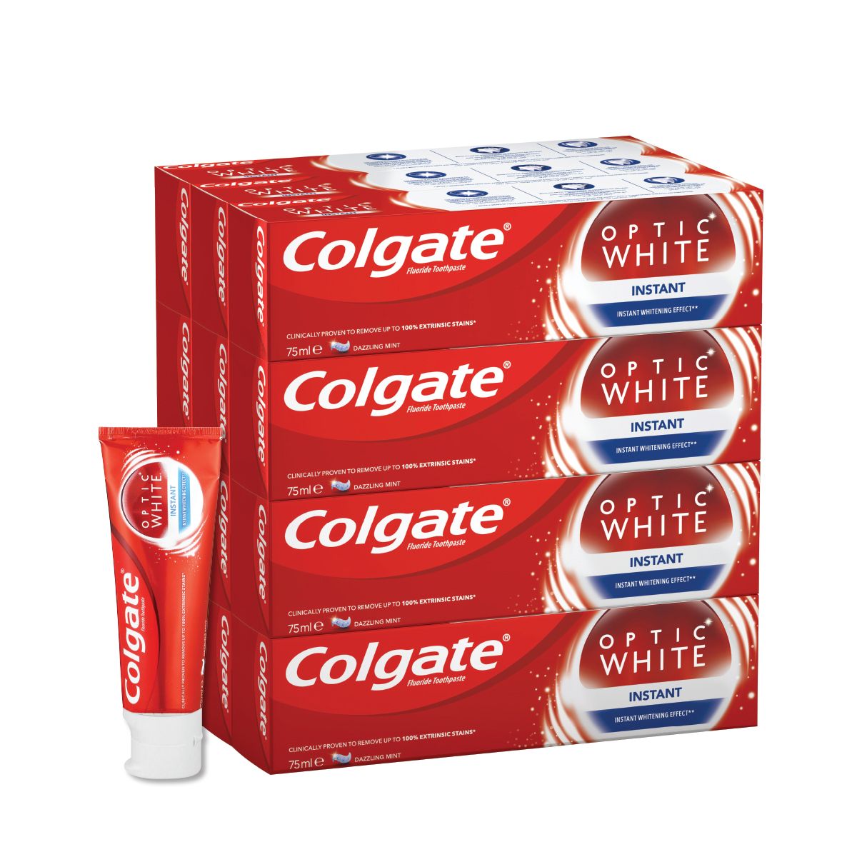 Colgate Optic White Instant Whitening Toothpaste Bulk Pack, 12x75ml ...