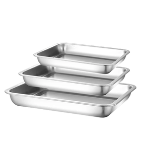 Rectangular Stainless Steel Roasting Pan - 3 Pack with Various Sizes ...