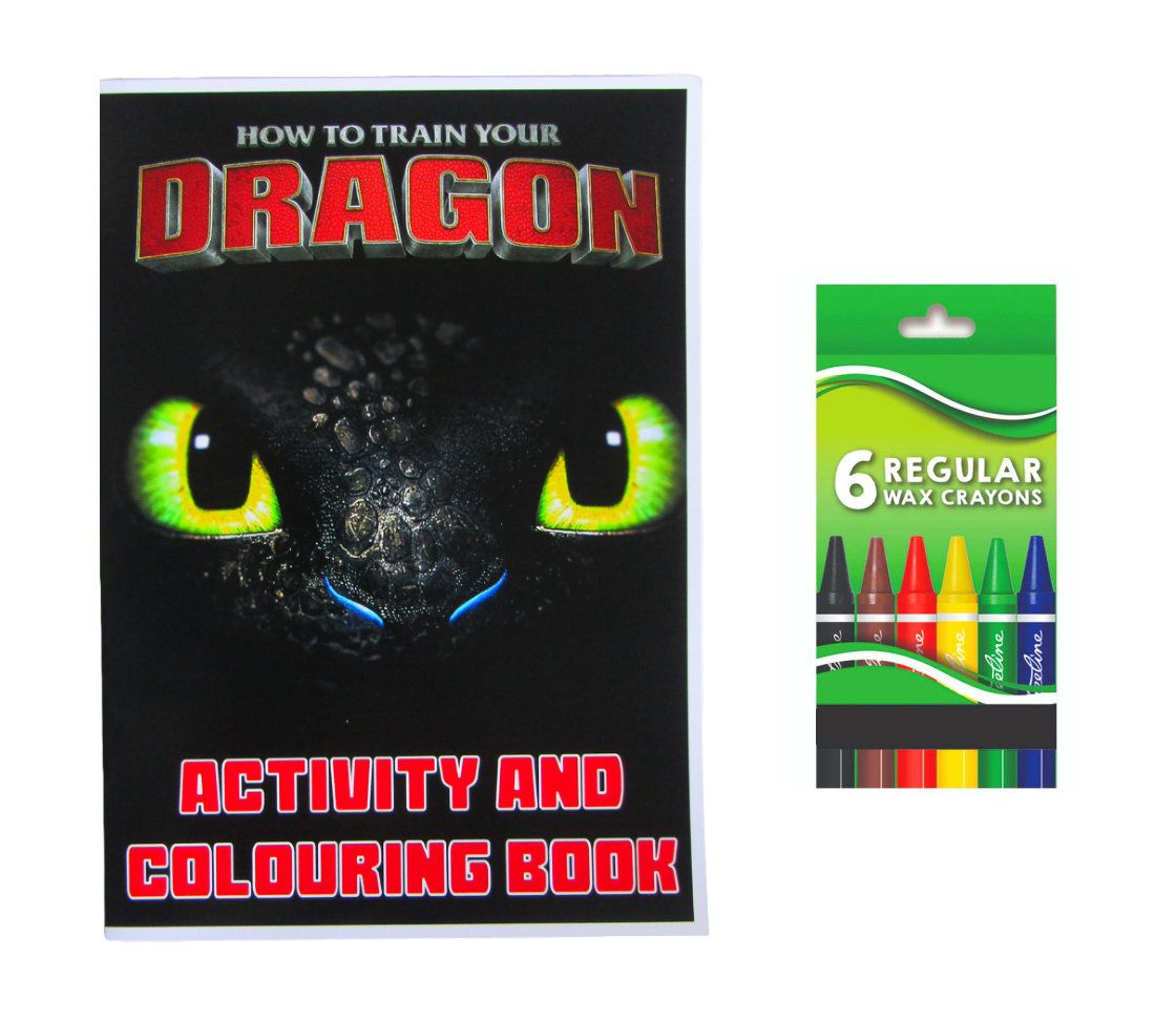 Httyd Activity and Colouring Book A5 plus 6 Wax Crayons - Set of 5 ...