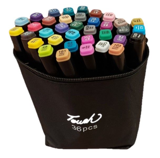 36 Colors - Marker Pen Set - Permanent Dual Tips - With Zipper Carry ...