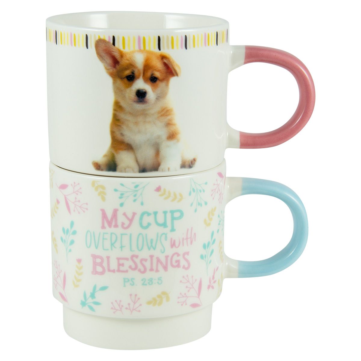 Mug Set - My Cup Overflows With Blessings, Stackable, Two Piece | Shop ...