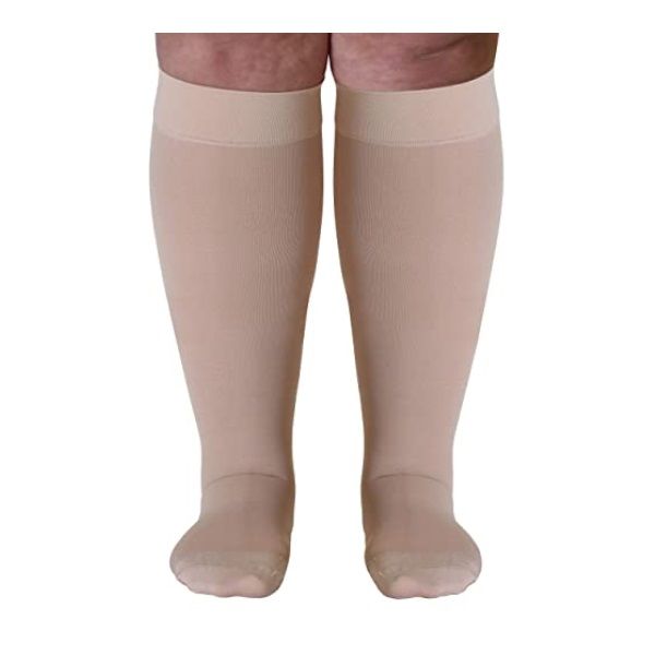 Compression Socks -Knee High Wide Calf - 20-30mmhg - up to 7XL - Beige ...