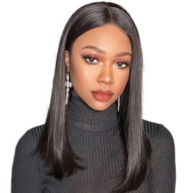 VSP 13x4 Double Down Bob Wig 14 Inch Brazilian Straight Human Hair Wigs ...