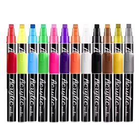 12 Color Acrylic Paint Marker Pen Set with Wide Nib Size of 10 mm ...