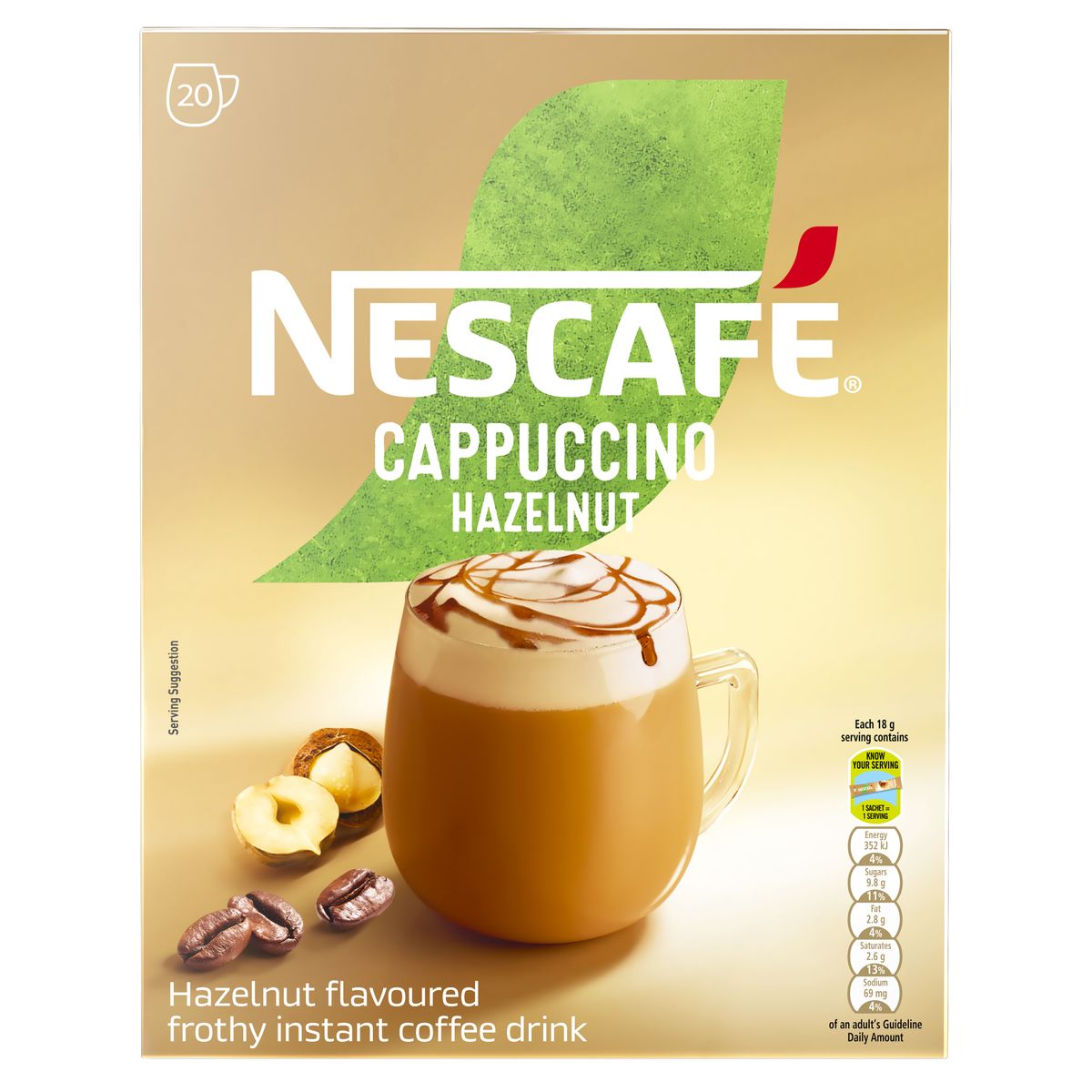 NESCAFÉ Cappuccino Hazelnut Instant Coffee 20 pack (20x18g) | Shop ...
