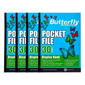 Butterfly Pocket File - A4 50 m 30 Pocket Display Book x 4 | Shop Today ...