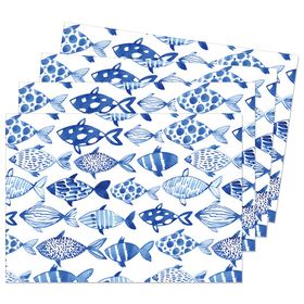 PVC Placemats - "Oceanic" Blue & White Fish - Pack of 4 | Shop Today ...
