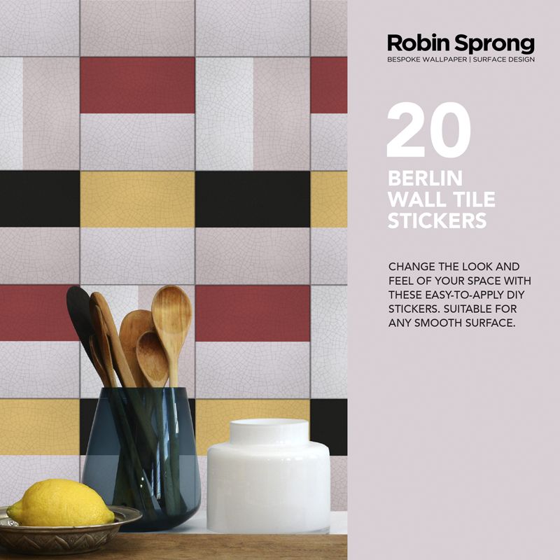 Robin Sprong Pack of 20 15 x 15 cm Berlin Wall Tile Stickers | Shop ...