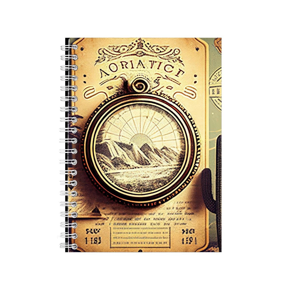 Compass A5 Notebook Spiral and Lined Vintage Travel Graphic Notepad ...