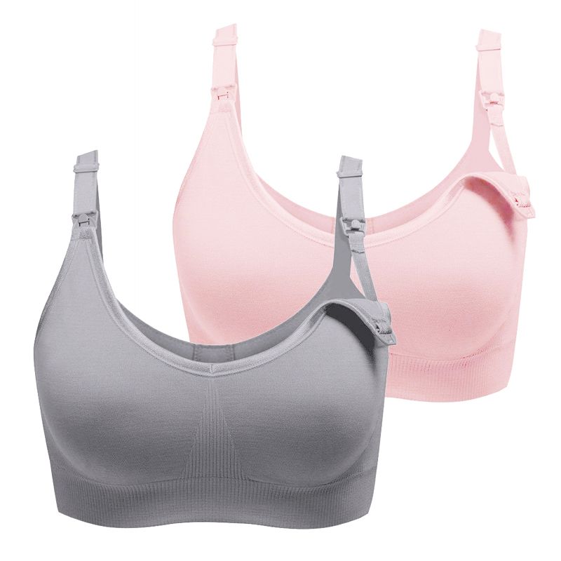 Ultra-Soft Nursing Bra - Unicoo - Value Pack of 2 Bras - Grey & Pink ...