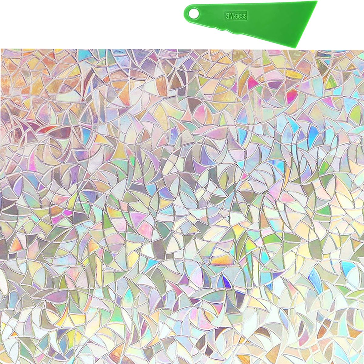 45x500cm Peel & Stick 3D Rainbow Window Film Anti UV Kaleidoscope ...