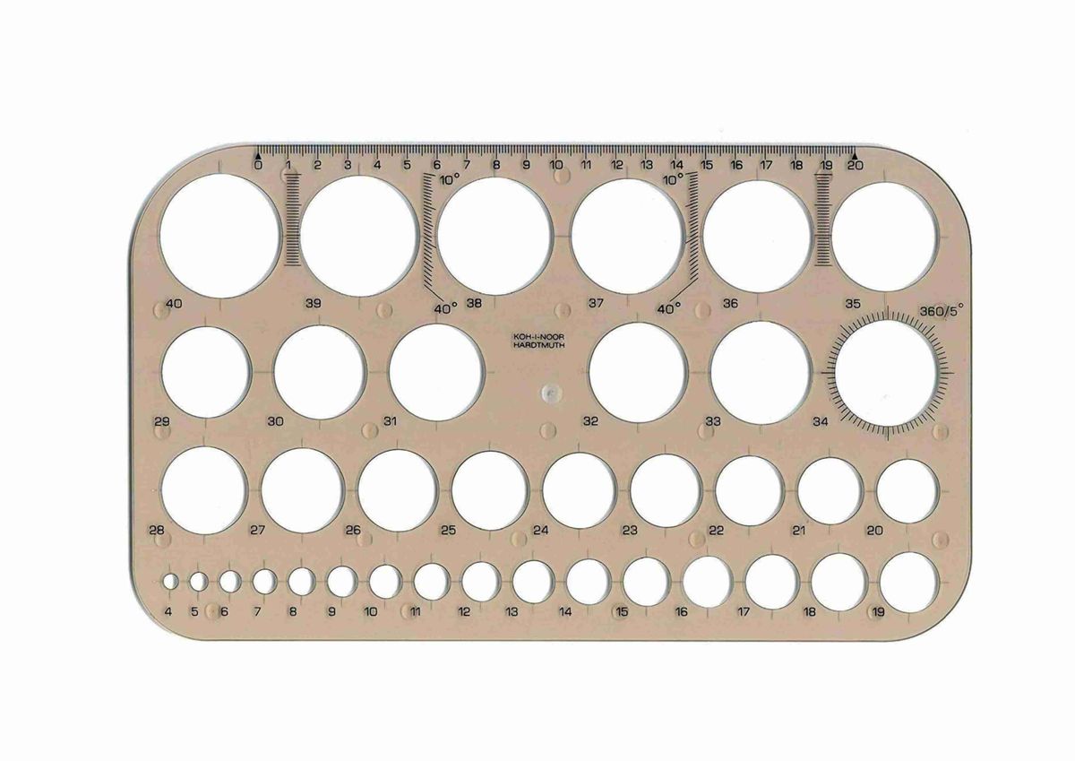 Koh-I-Noor Technical Drawing Circle Template 4-40mm College Stencil ...