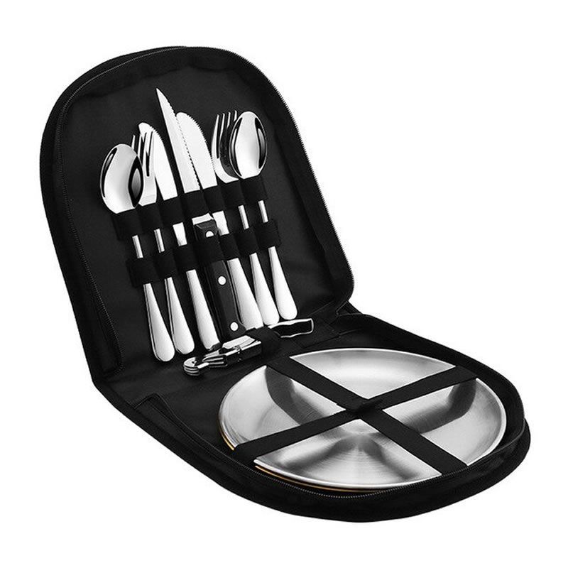 Multifunctional Spoon Set Stainless Steel Camping 10 picess With Case ...