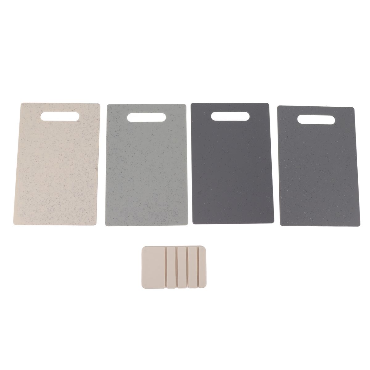 Food-Grade Plastic Chopping Board Set With Storage Rack - 4 Piece ...