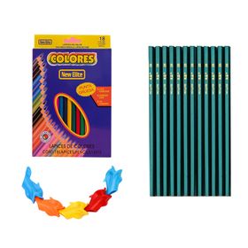 18 Count Presharpened Color Pencil With 2B Pencils And Pencil Grip ...