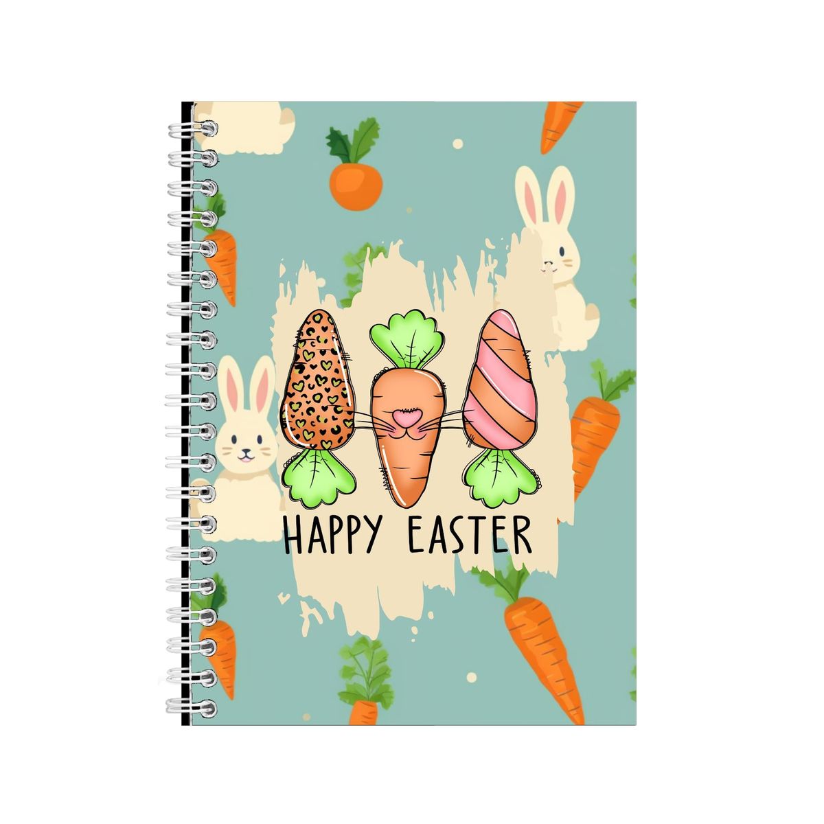 Happy Carrot A5 Notebook Spiral and Lined Easter Graphic Notepad ...