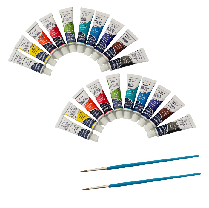 Arts & Crafts Water Colour Paint Set Tubes 6ml - 10 Colours (Set of 2 ...
