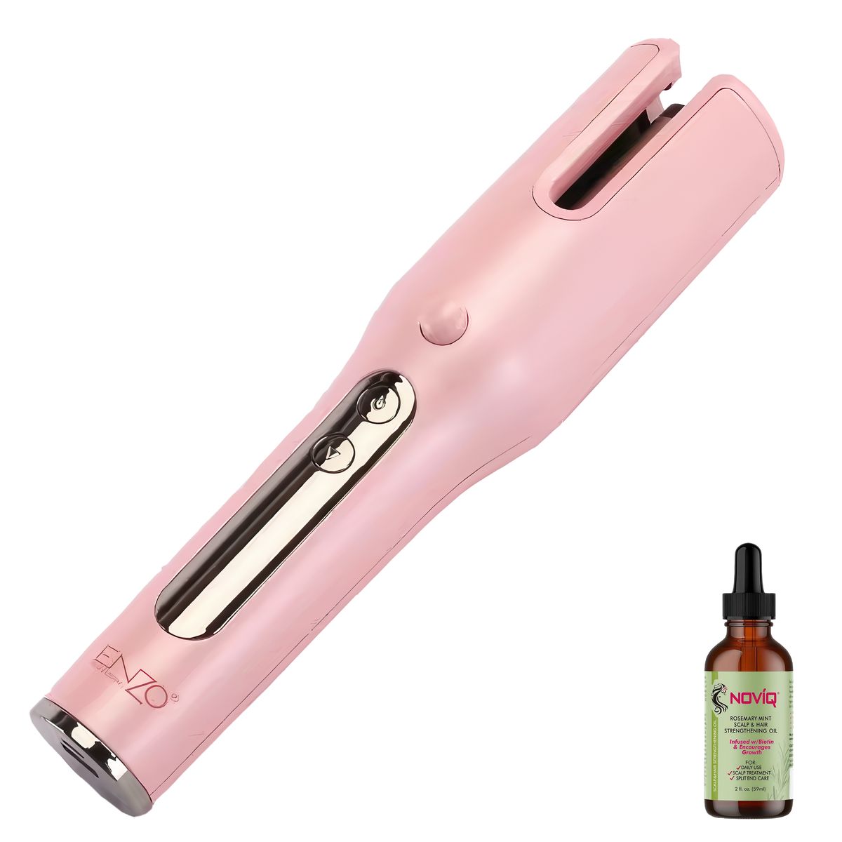 ENZO LCD Auto Hair Curler Cordless Rechargeable + NOVIQ Hair Serum ...