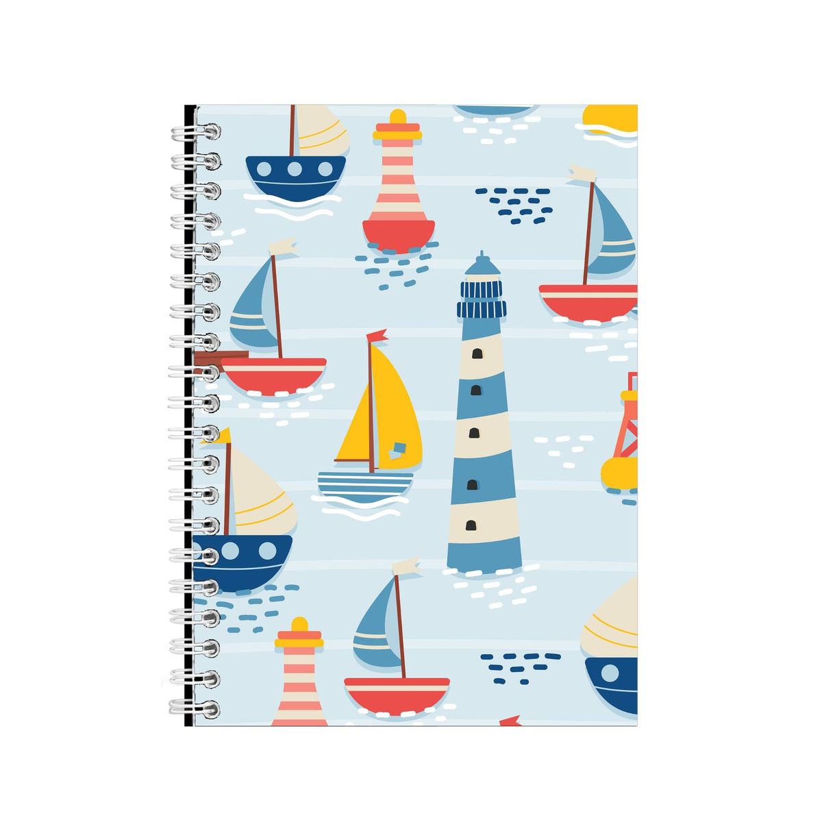 Boats A5 Notebook Spiral and Lined Trendy Nautical Graphic Notepad Gift ...