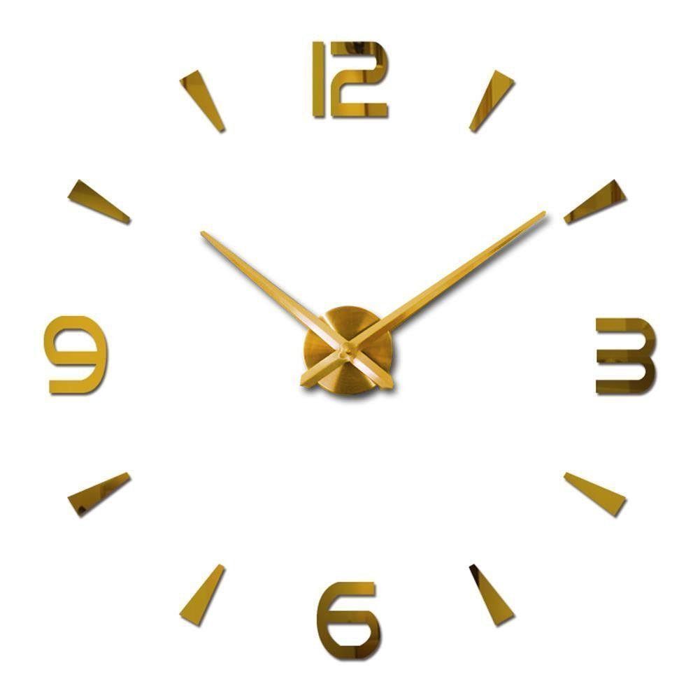 3D DIY Wall Clock Decor Sticker Frameless Large DIY Wall Clock Kit ...