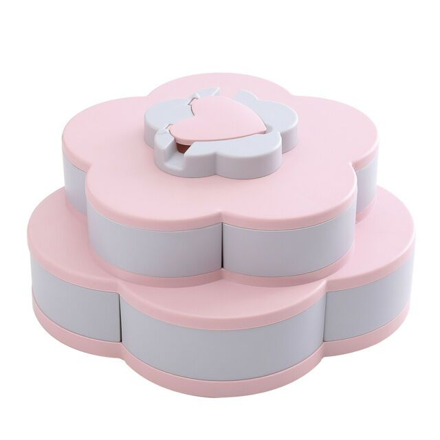 Pattern Rotating Fruit Bowl Double-Layer Rotating Fruit Candy Box ...