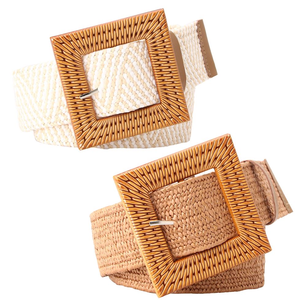 Fashion Adjustable Elastic Woven Braided Boho Belt Square Set of 2 ...