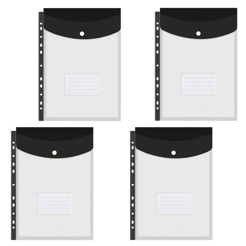 Office Stationery Clear Punched A4 Document Sleeve File Organizer Set ...