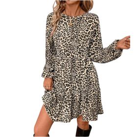 Long Sleeved Loose Fit Short Dress Leopard Print | Shop Today. Get it ...
