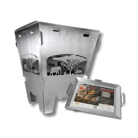 Stainless Steel Fire Fryer Boma with Braai Pan - 40cm x 40cm & 57cm x ...