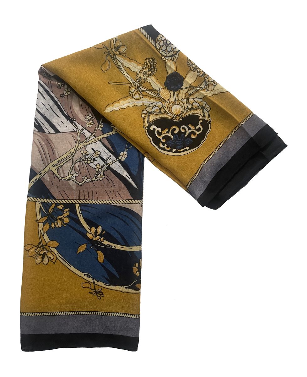 Lady's Linen Scarf with Various Flowers - Yellow/Blue | Shop Today. Get ...