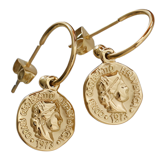 18k Gold Plated Retro Gold Coin Earring | Shop Today. Get it Tomorrow ...