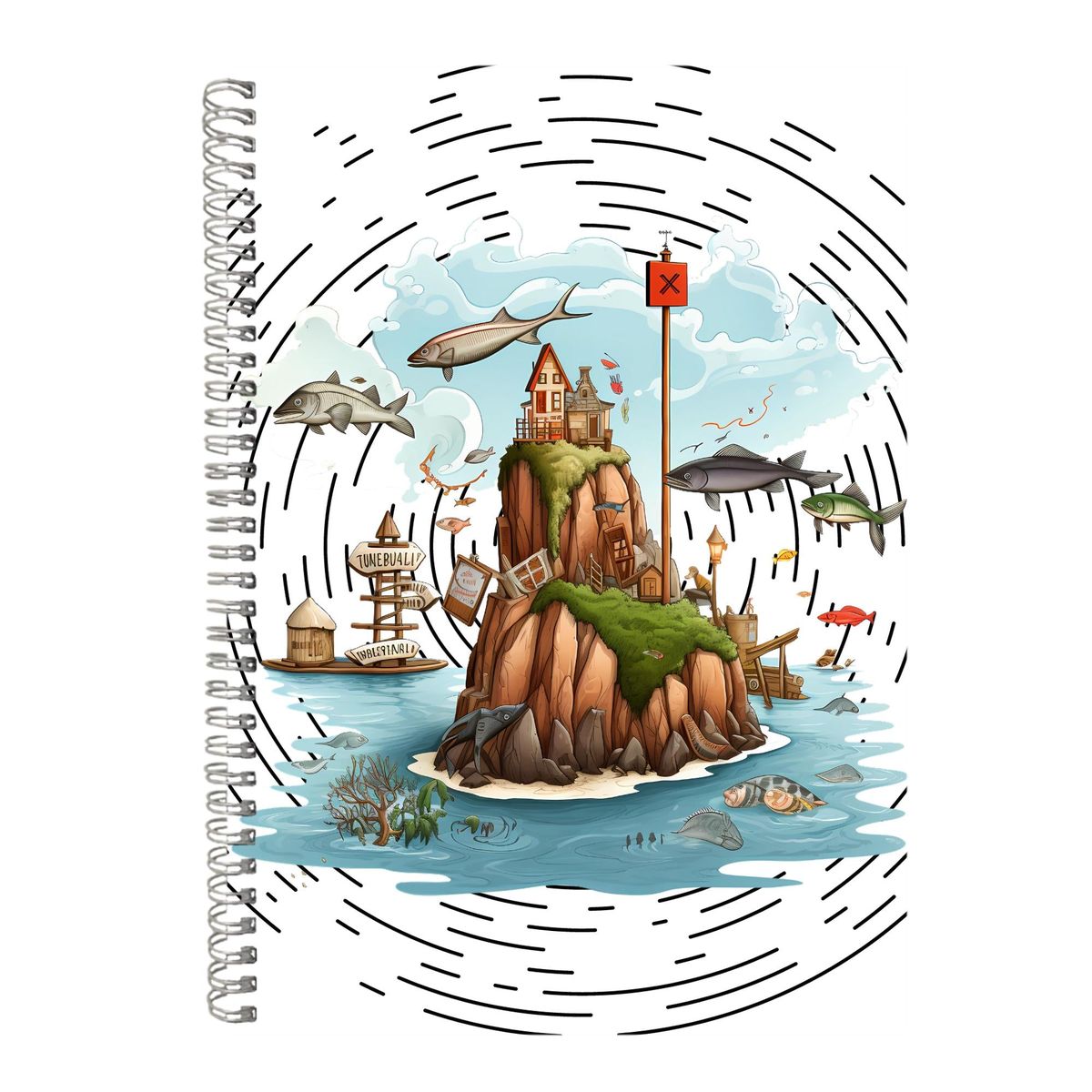 Treasure A4 Notebook Spiral and Lined Fishing Lover Graphic Notepad ...