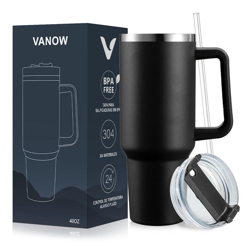 VANOW 1.2L Leakproof Tumbler with Straw Handle Stainless Steel Travel ...