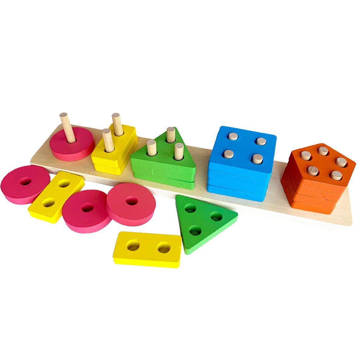 Geometric Educational Wooden Sorting Shapes Sorting Blocks Maze Puzzle ...