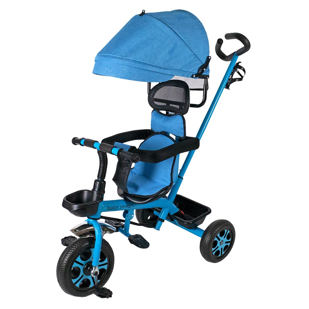 Baby Links Infant Tricycle Stroller with Sunshade, Push Bar, Safety Bar ...