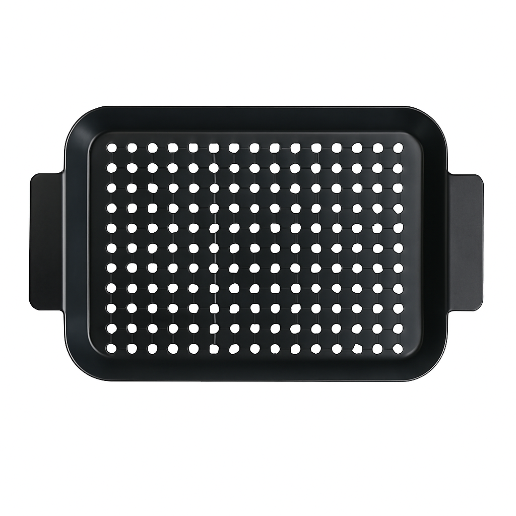 Fine Apex Non-Stick BBQ Grill Tray - 42cm x 25cm Perforated Roasting ...