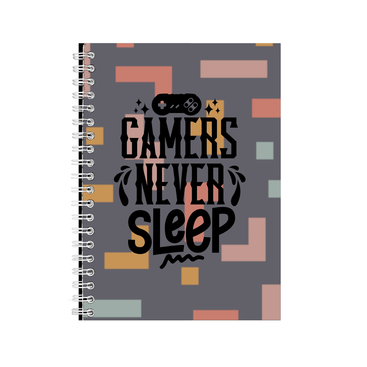 Gamer Never Sleep A5 Notebook Pad Lines Trendy Graphic Design Present ...