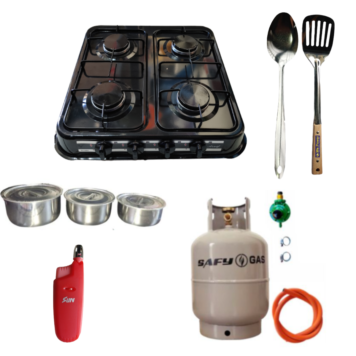Gas Stove 4 Plate with Fittings, Stock Pots & 5kg Cylinder | Shop Today ...
