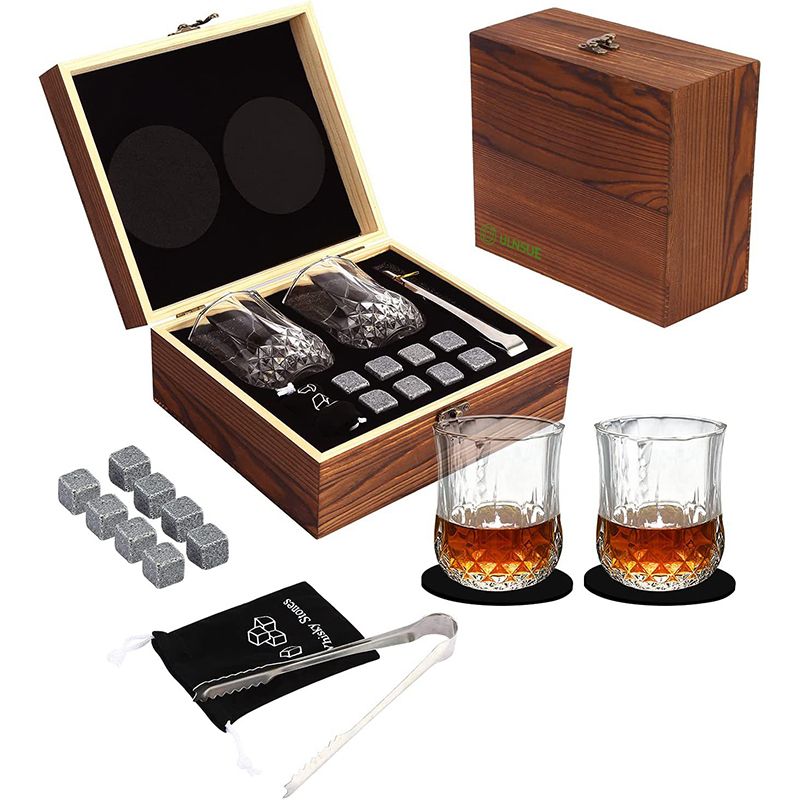 Whisky Stones and Glasses Gift Set, Whisky Granite Chilling Stones ...
